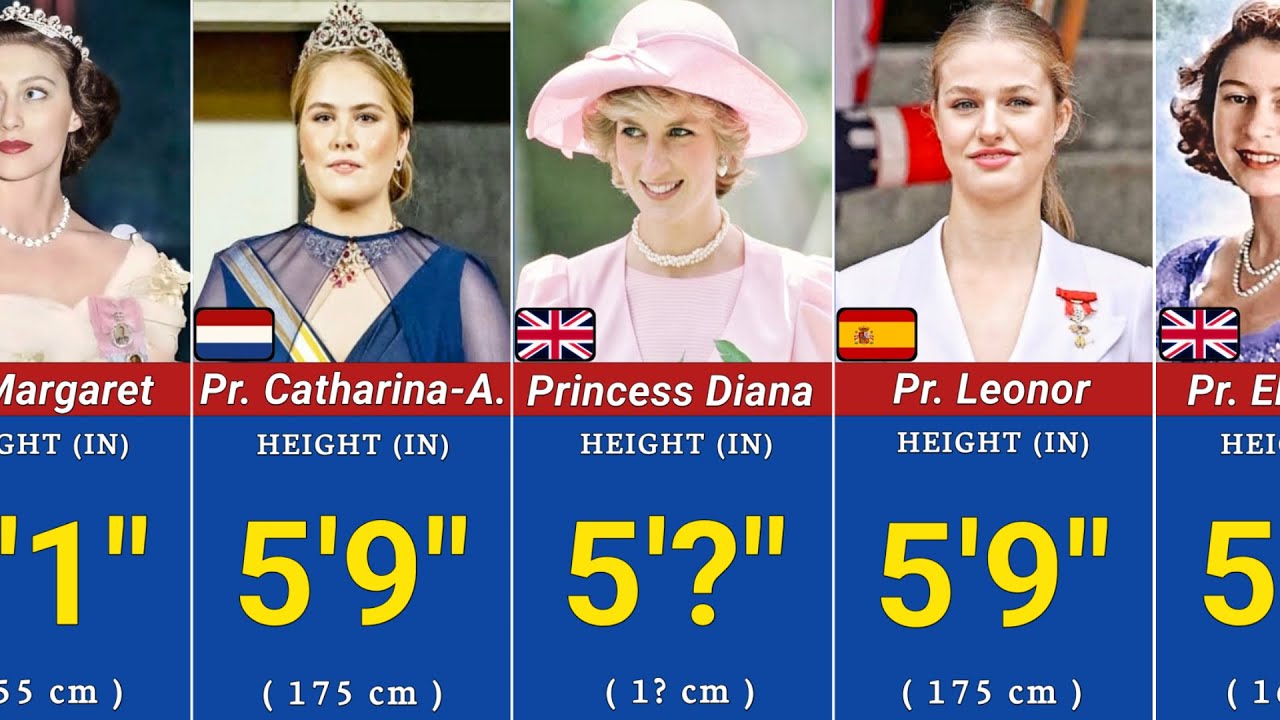 Heights of Famous Princess Royal From Different Countries | Shortest to ...