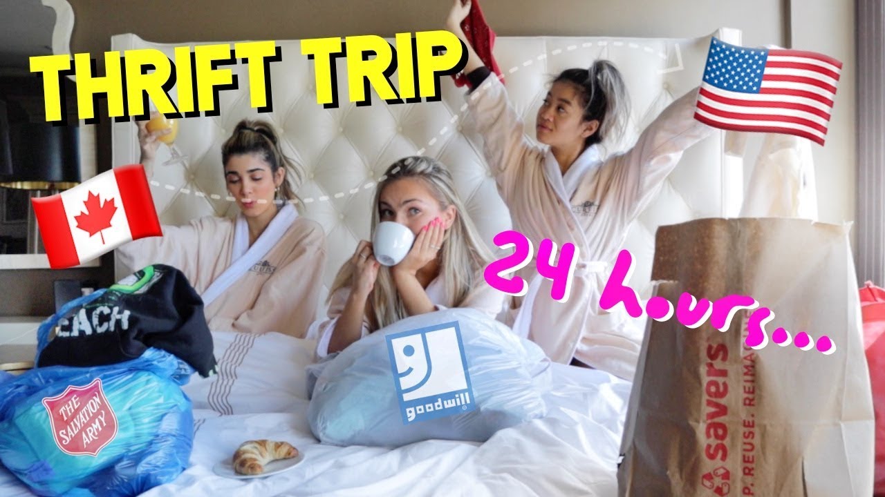 CRAZY 24 hour Thrift Trip... Thrift with us in the U.S.A! - YouTube