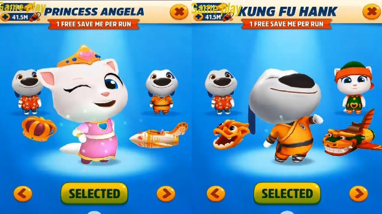 Talking Tom Gold Run PRINCESS ANGELA VS KUNG FU HANK Catch the Raccoon ...
