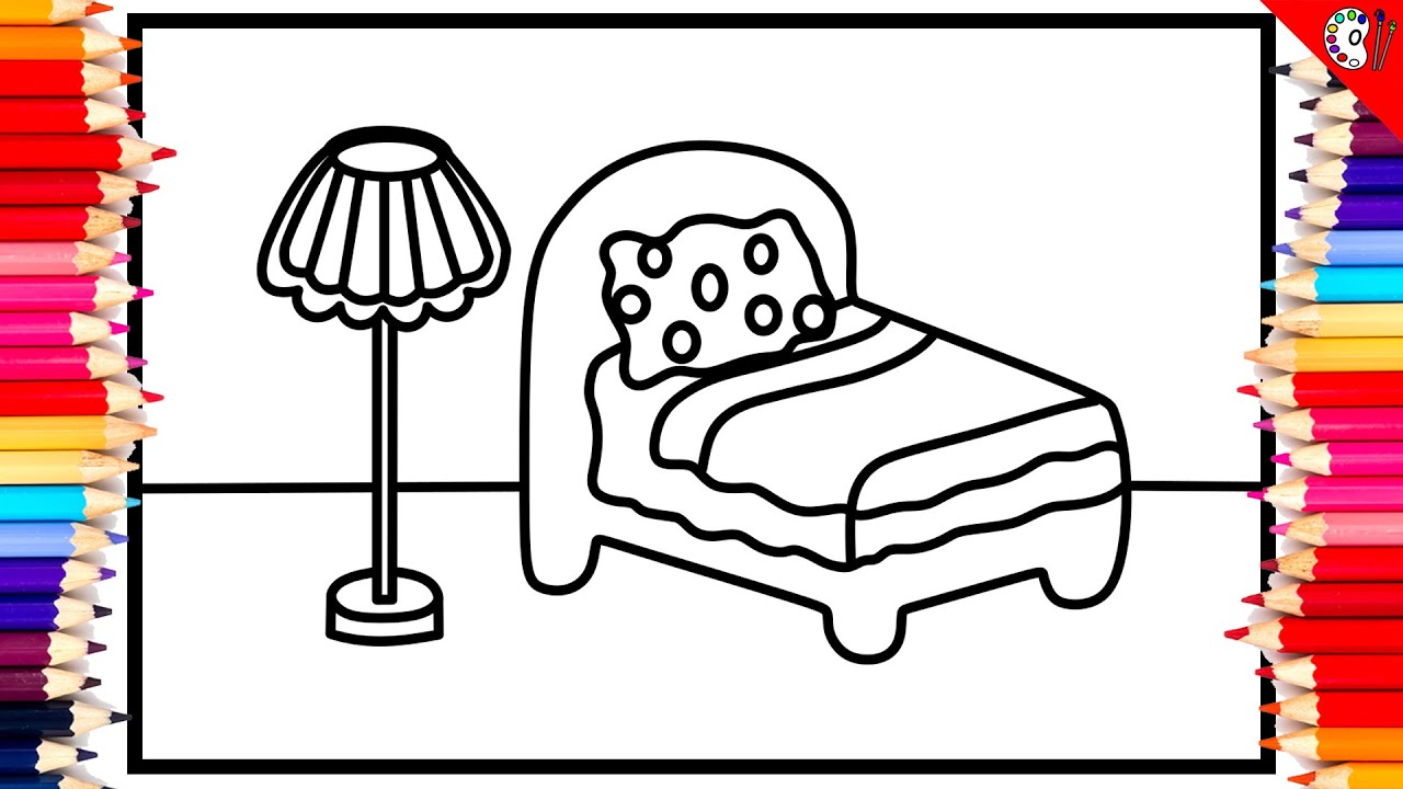 Bed and Lamp Coloring Pages for Kids and Adults | Let's Color Together ...