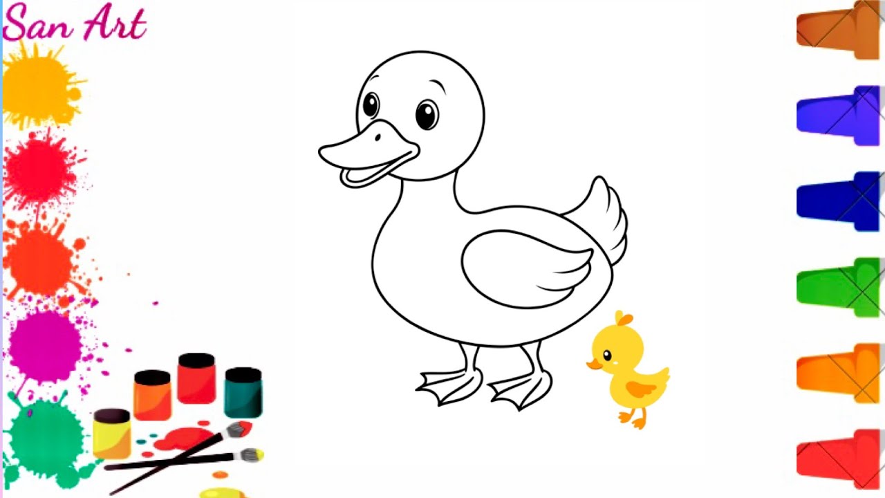 How to Draw a Duck Family | Easy Drawing and Coloring - YouTube