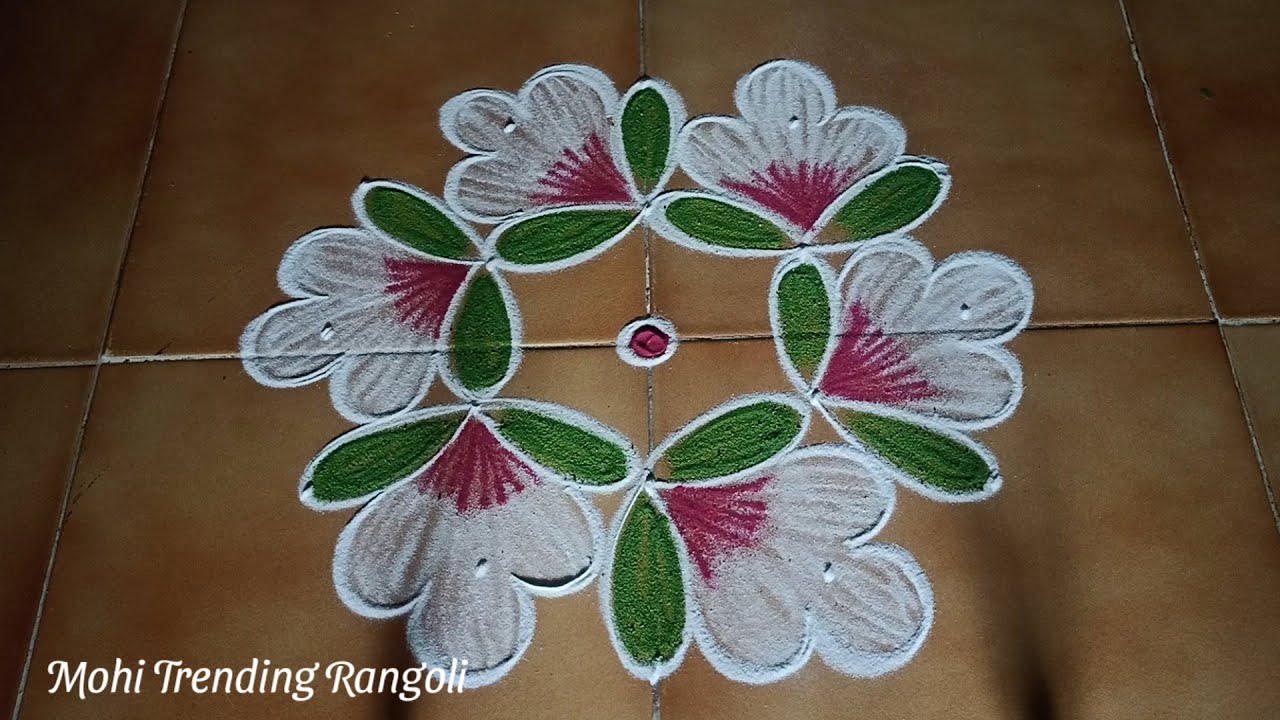 small flower rangoli | simple poo kolam | easy daily rangoli | kutty ...