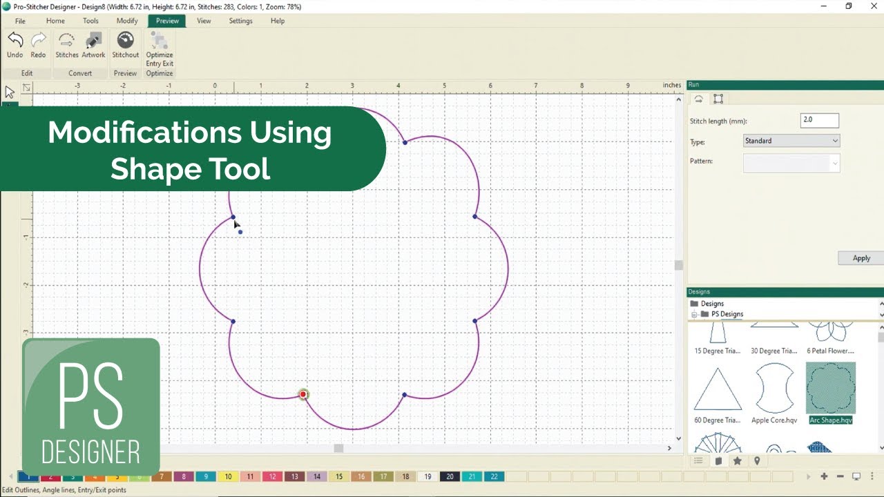 Modify a Design Using the Shape Tool in Pro-Stitcher Designer - YouTube