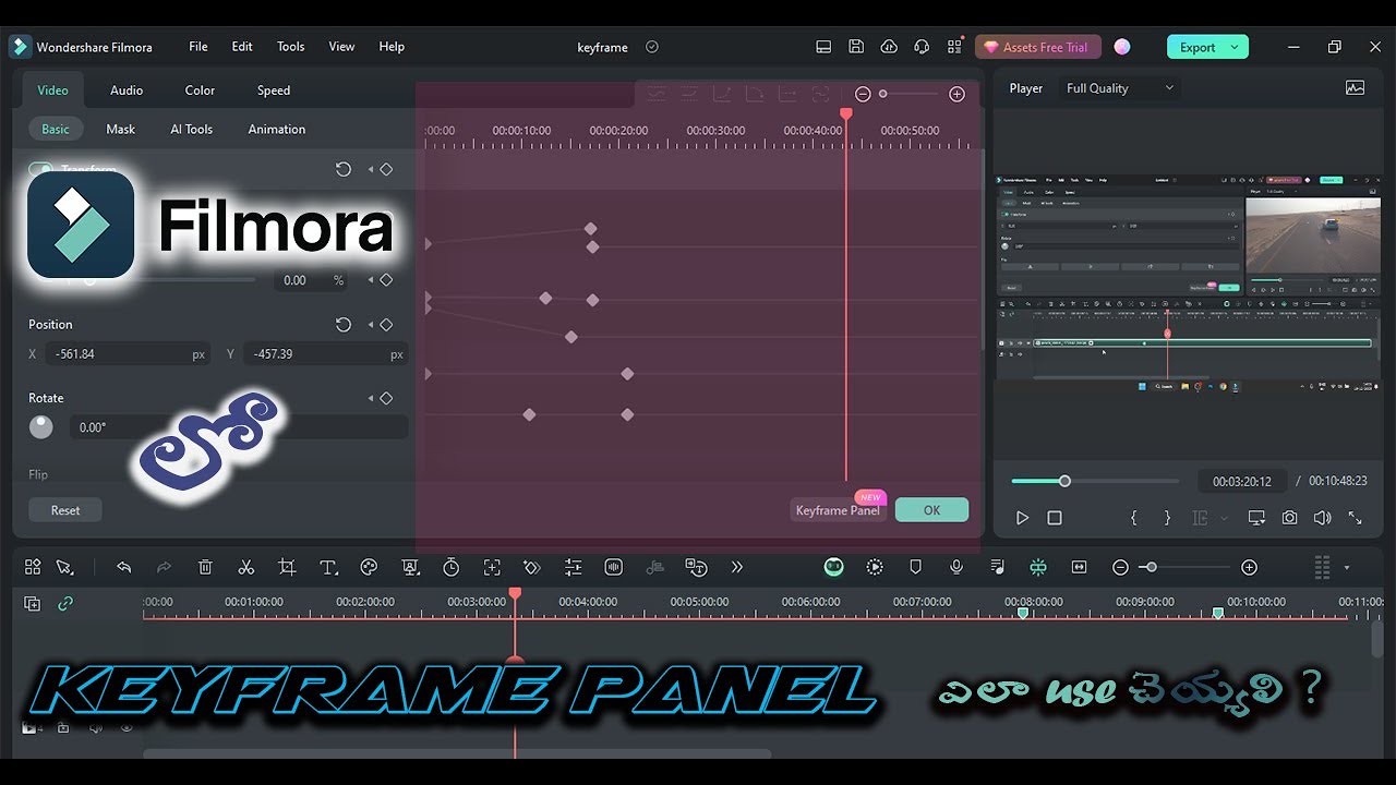 How to use keyframing panel in filmora 13 || #techtejatelugu || # ...