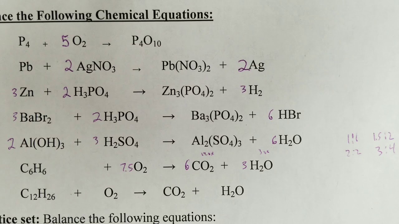 More Examples and Practice: How to Balance Chemical Reactions - YouTube