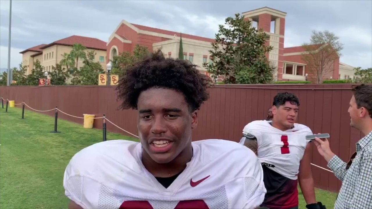 USC DE Drake Jackson After Thursday (4/11) Practice - YouTube