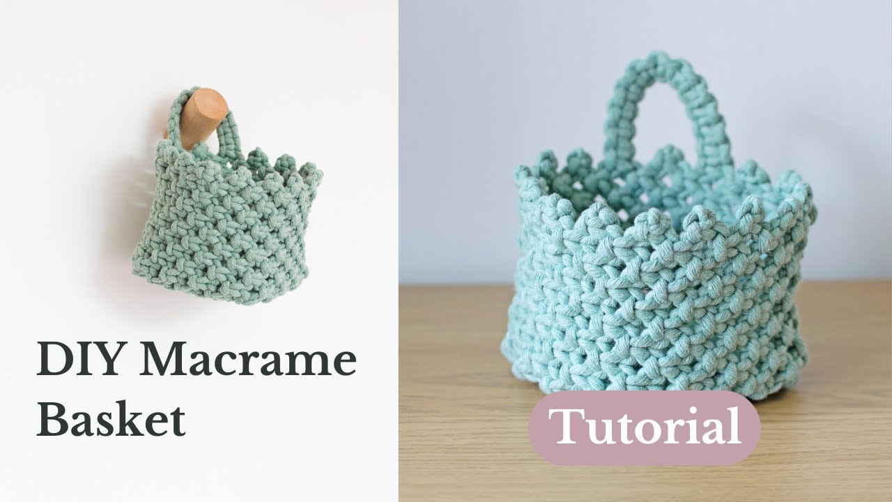 DIY Macrame Basket Tutorial (with Handle) - YouTube
