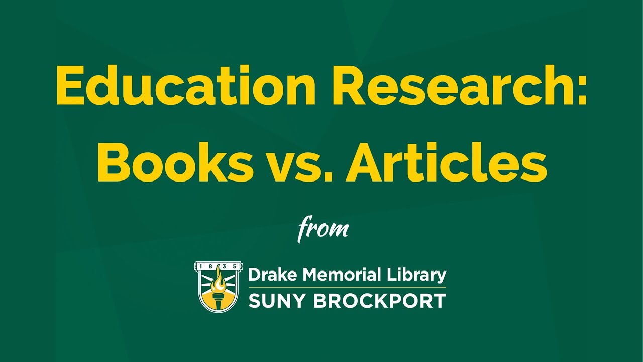 Education Research: Books vs. Articles - YouTube