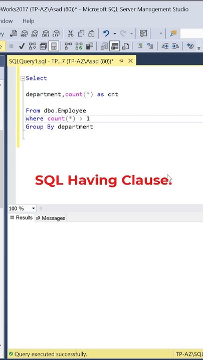 #SQL Having Clause Example. #datascience #programming #coding #sqltutorial - YouTube