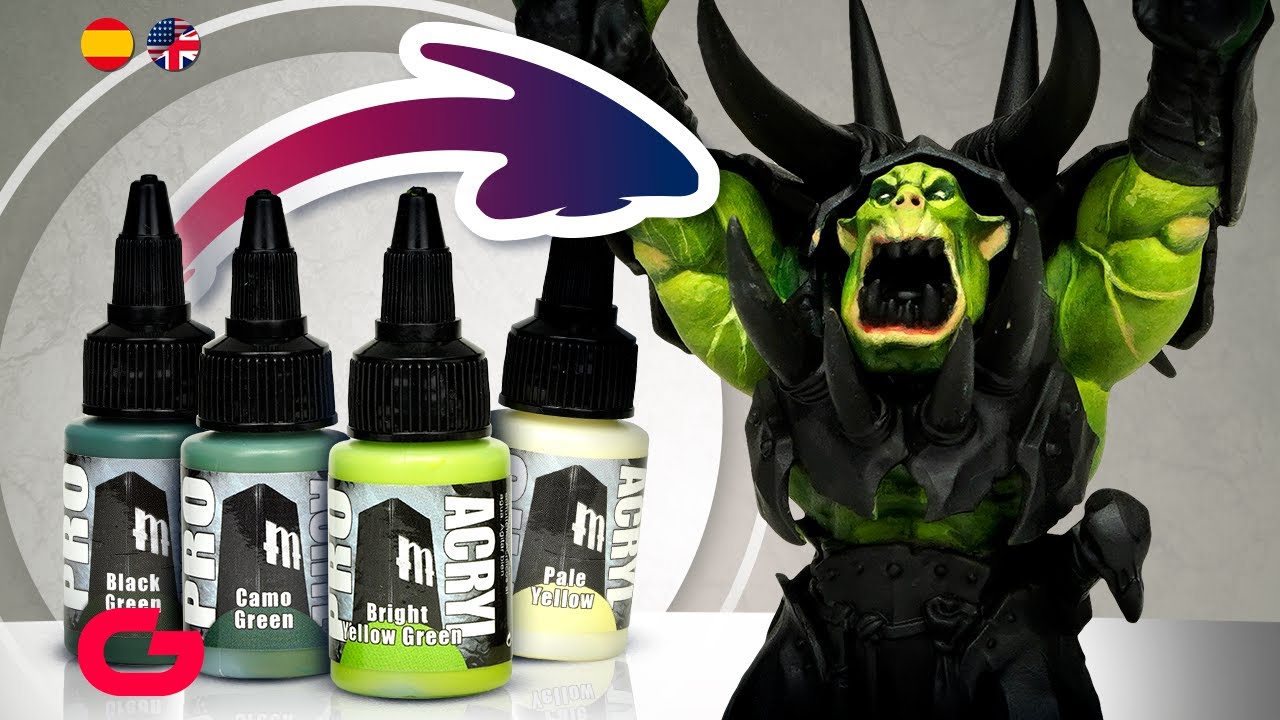 How to paint ORC SKIN using PRO ACRYL paints / Como pintar una PIEL ...