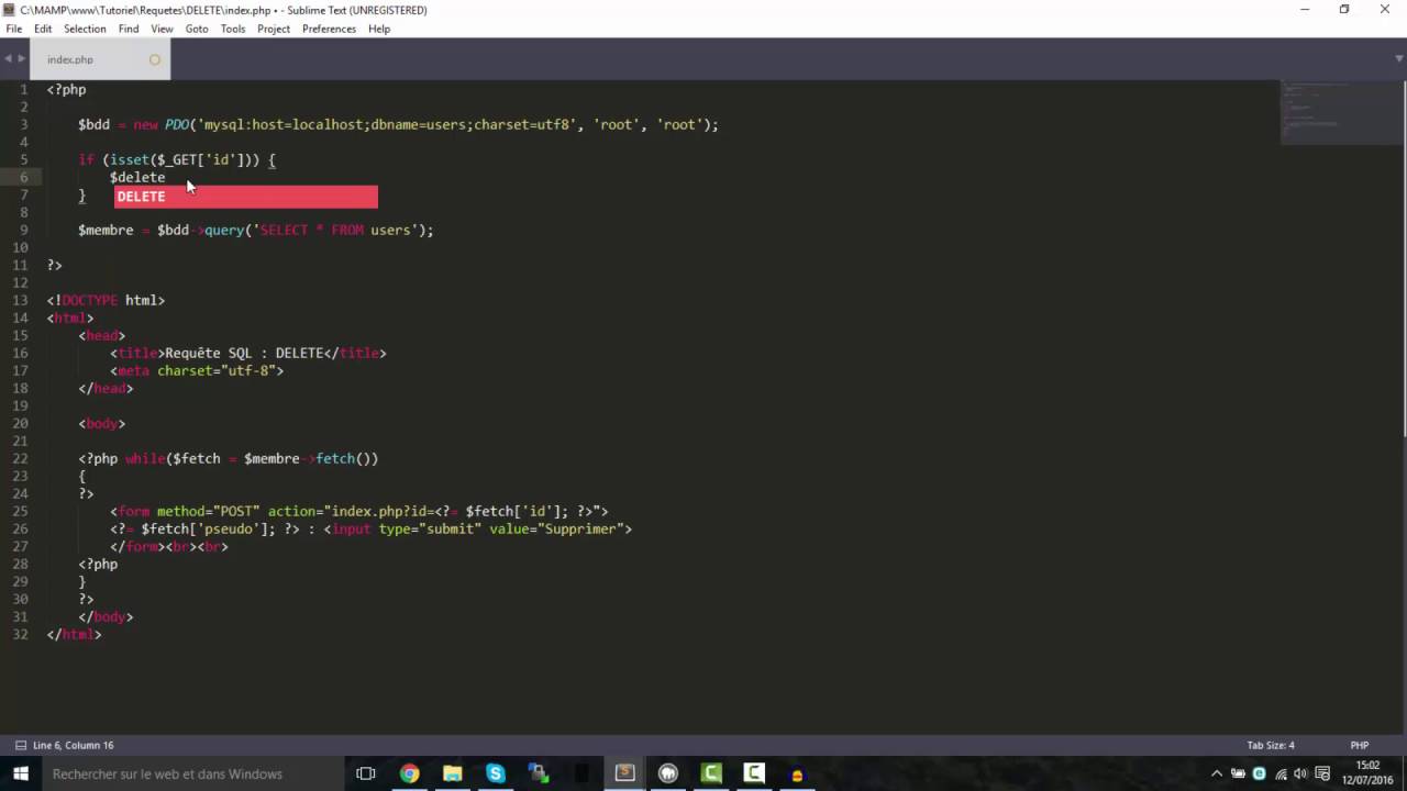 Tuto Php Les Requêtes Sql Delete Youtube 9533