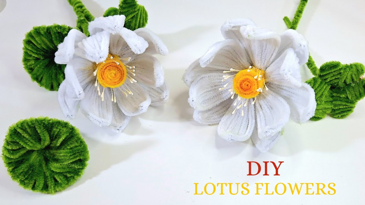 How to Make Lotus Flower With Pipe Cleaners - Easy Flowers Using Pipe ...