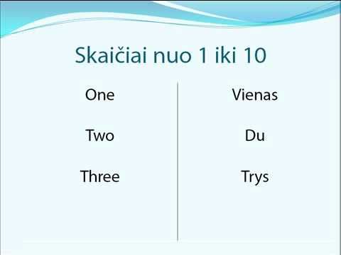 Anglų kalbos pamokos (skaičiai nuo 1 iki 10)