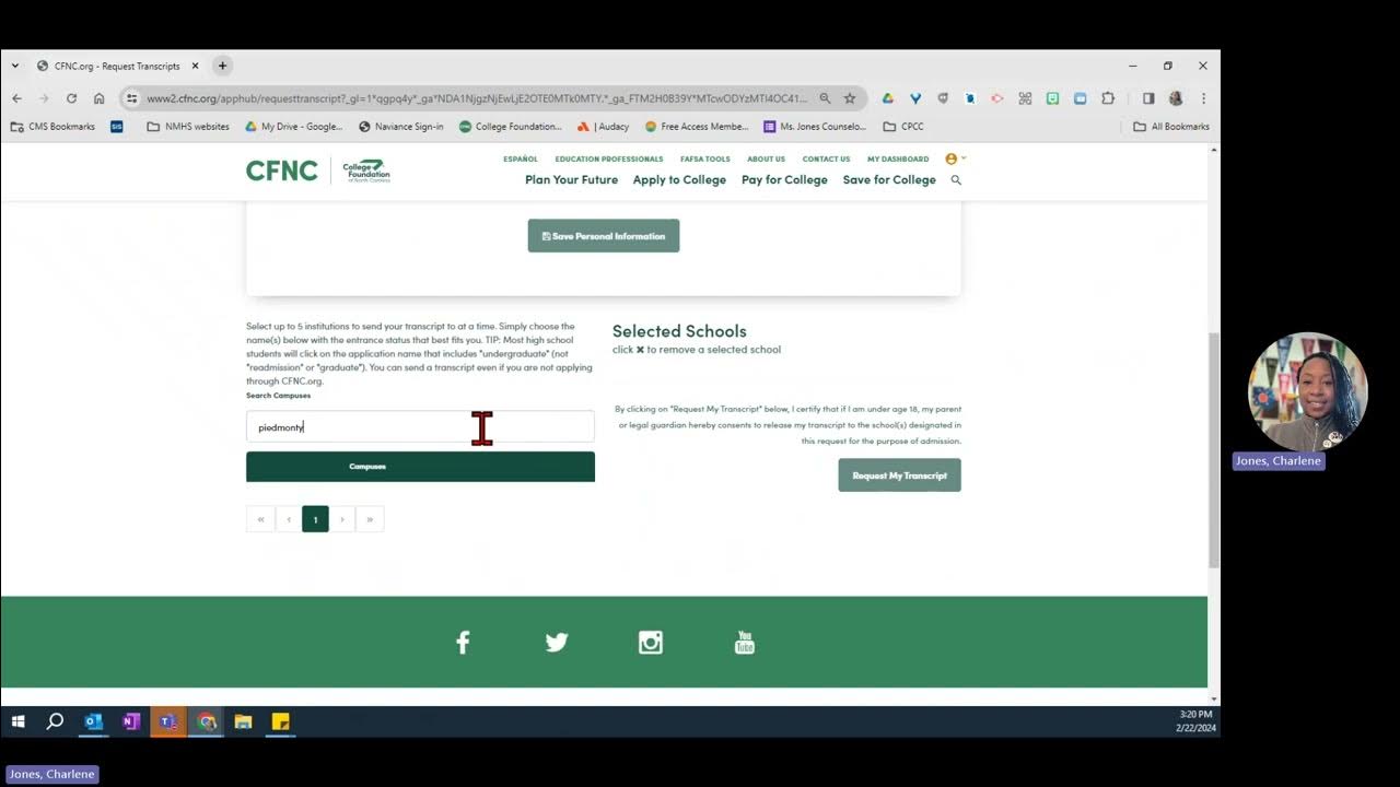 Sending your transcript via CFNC - YouTube