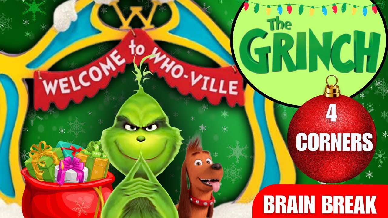 Grinch Tag: 4 Corners 🎄 Grinch Brain Break ⛄ Winter Brain Break Holiday ...