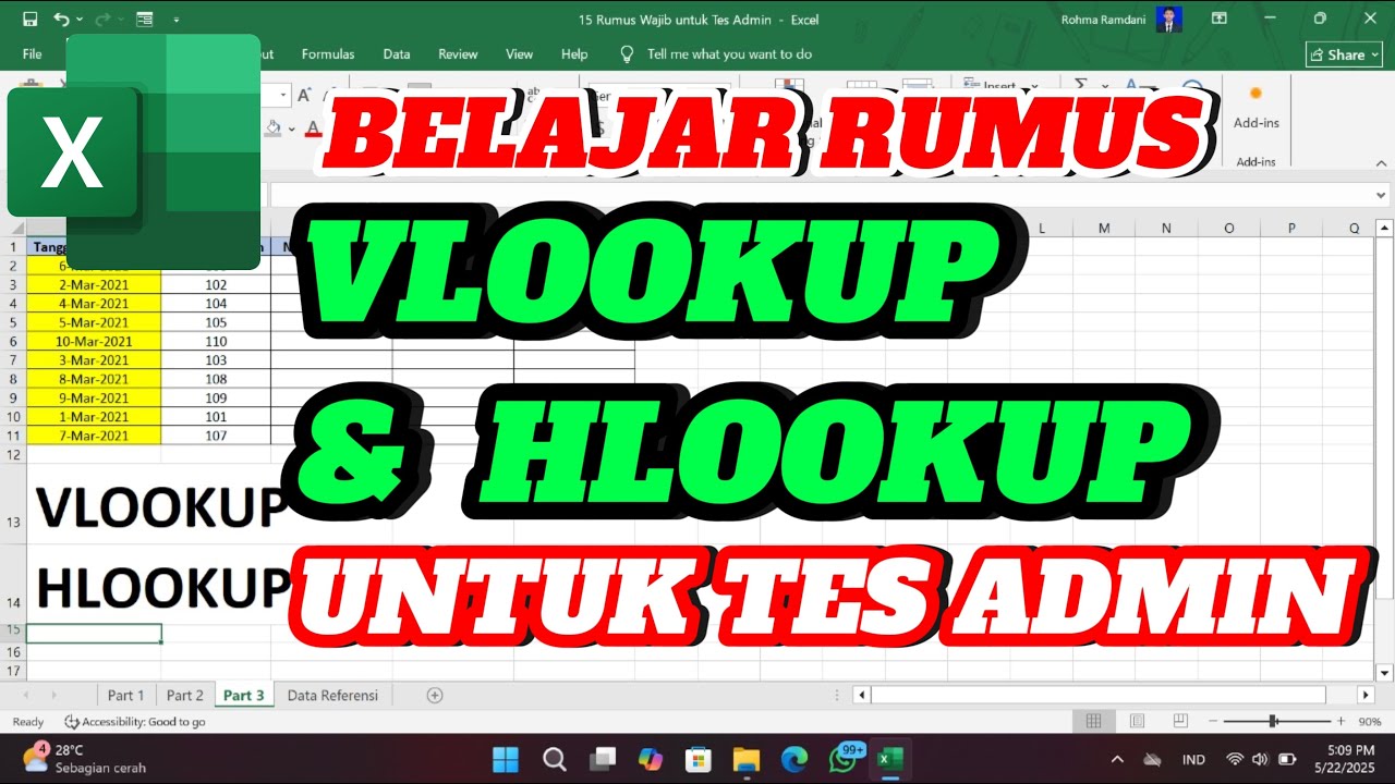 Belajar Rumus VLOOKUP dan HLOOKUP untuk tes Admin - YouTube