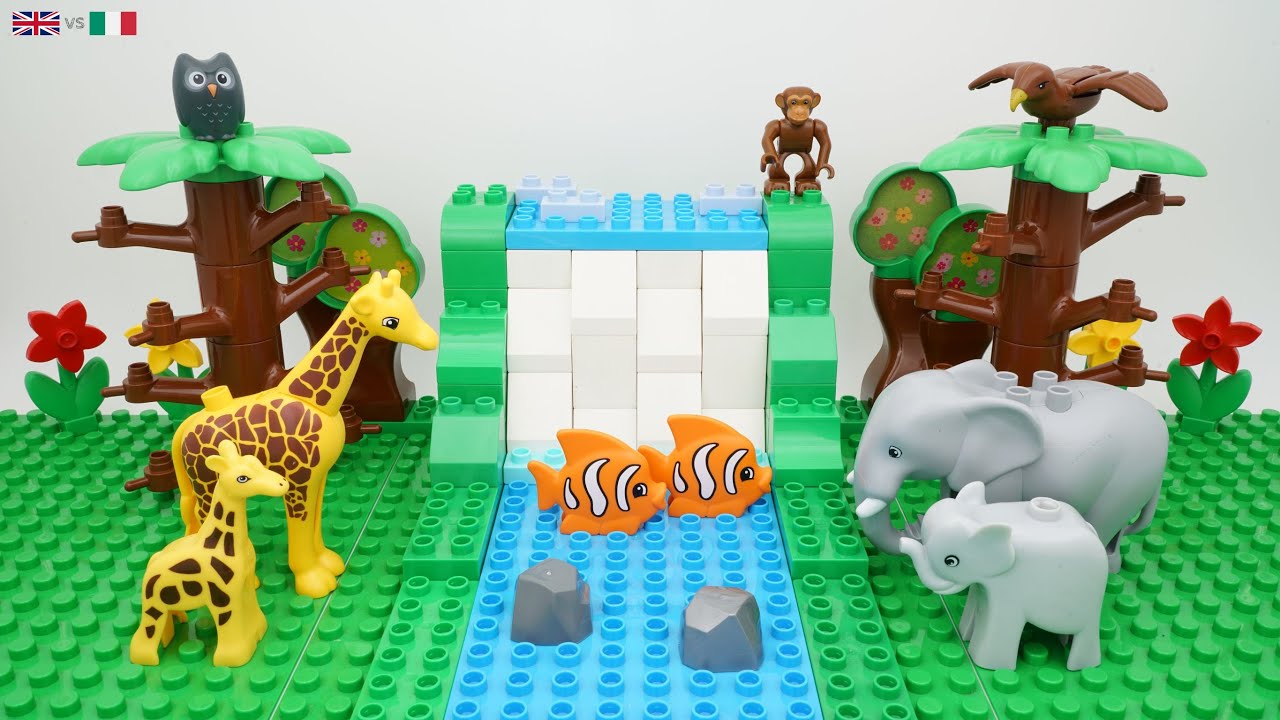 ELEPHANT GIRAFFE LION LIONESS ZEBRA HIPPO CROCODILE LEGO DUPLO ANIMALS ...