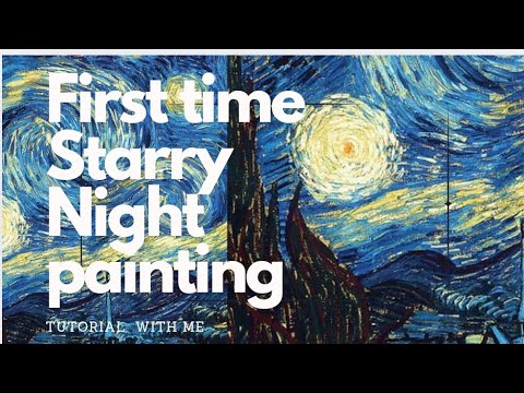 Starry Night painting for beginners. Easy acrylic painting tutorial ...