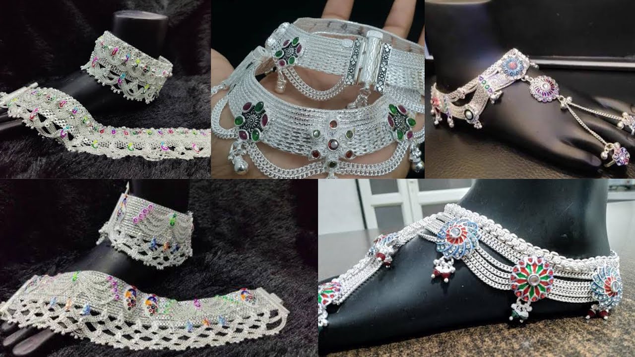 latest heavy silver anklet designs 2024 rajwadi Pattern dulhan payal ...