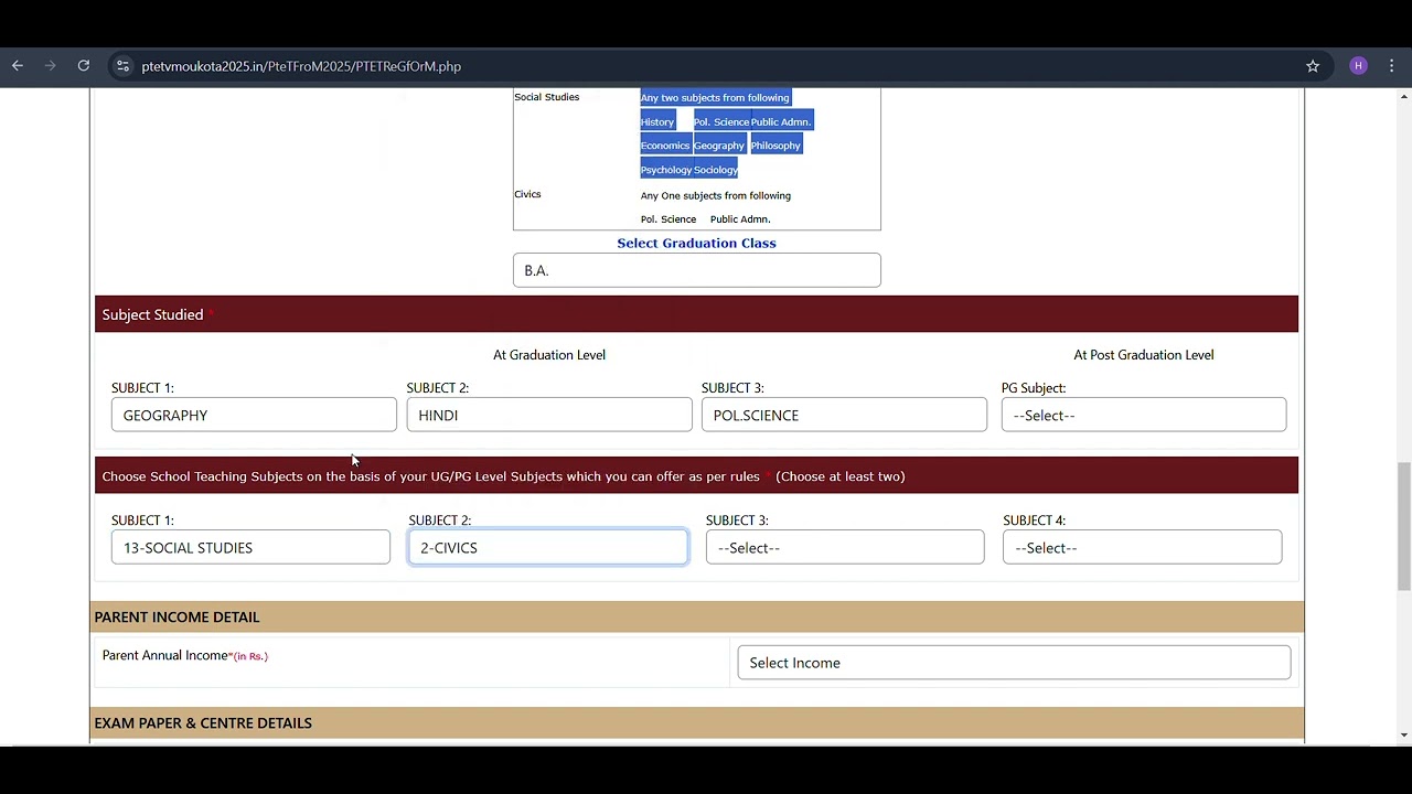 PTET 2025 Form Filling Guide @ https://ptetvmoukota2025.in/ - YouTube