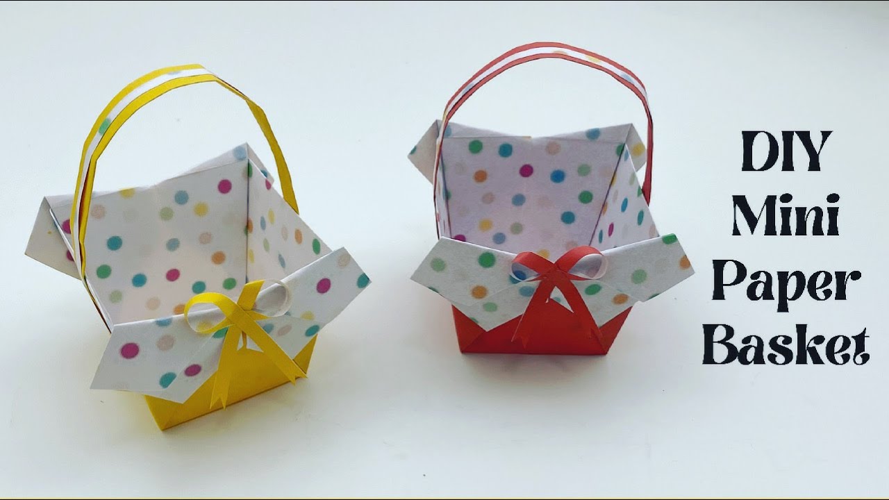 DIY MINI PAPER BASKET / Mini Origami Basket DIY / Paper Craft / Basket ...