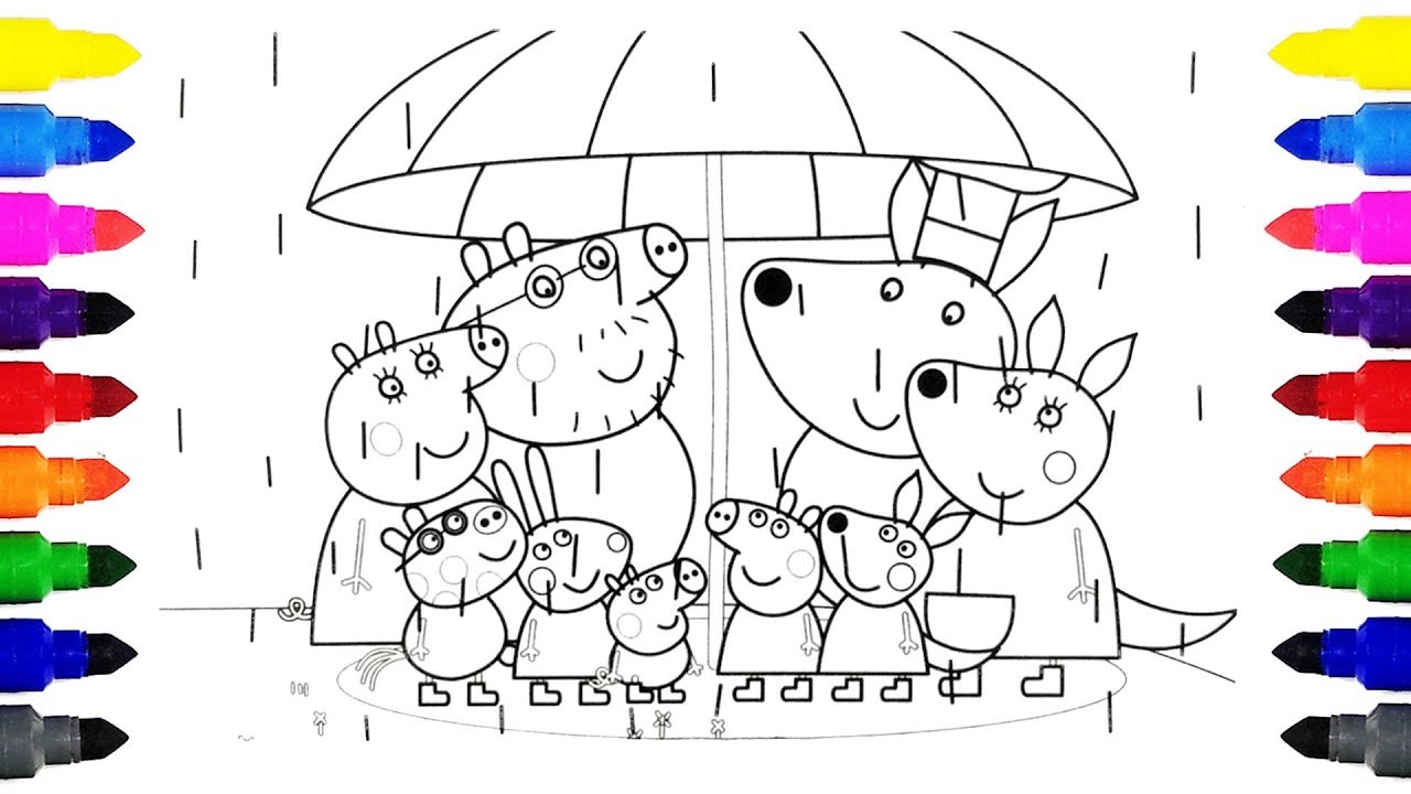 Peppa Pig Coloring Pages Rain Rain Go Away Nursery Rhymes - YouTube