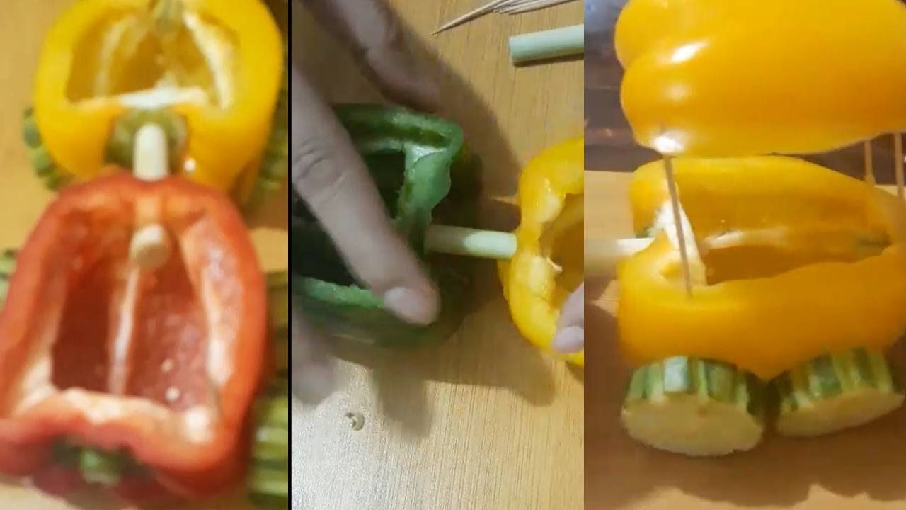 How to make bell pepper to be train so cute - YouTube
