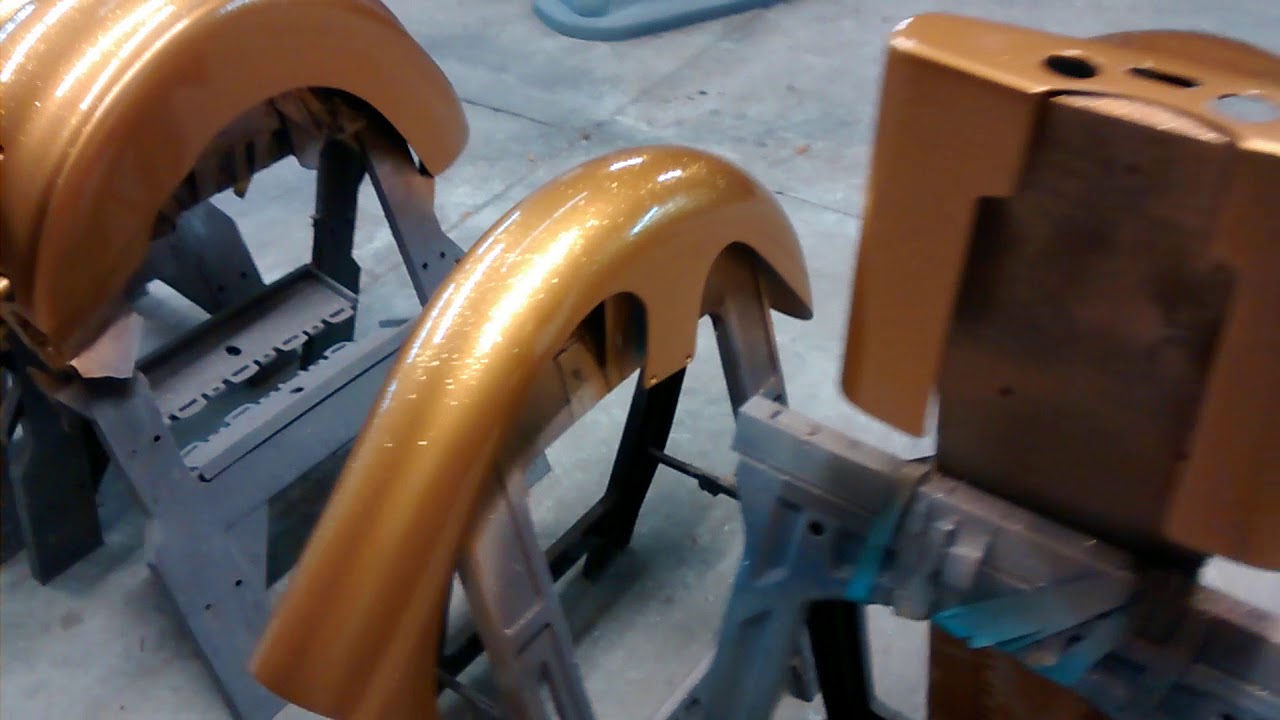 Gold Metal flake motorcycle paint job - YouTube