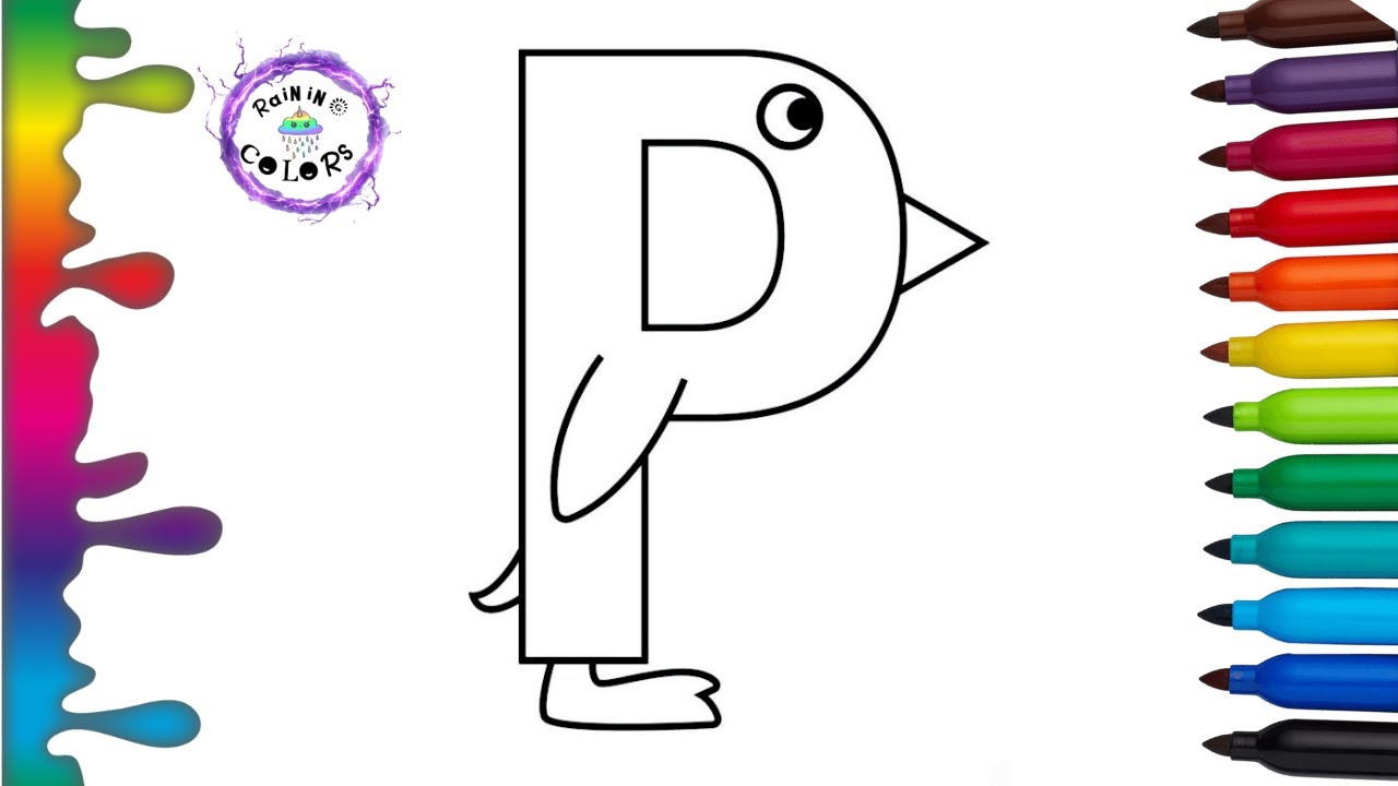 How To Draw Letter P Penguin From Alphabet Cute Easy Simple Drawing And ...