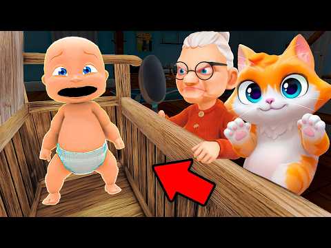 Baby and CAT & GRANNY Play Hide and Seek!
