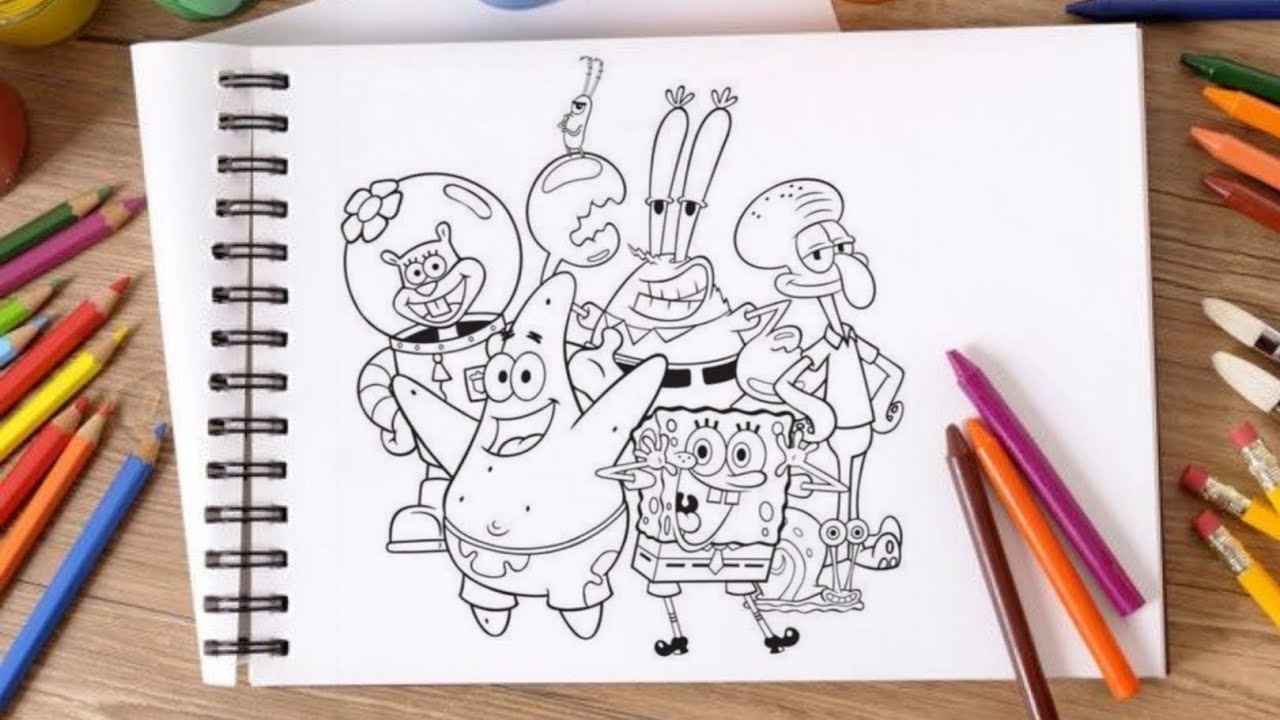 Art of SpongeBob SquarePants drawing,coloring,painting for kids , Let's ...