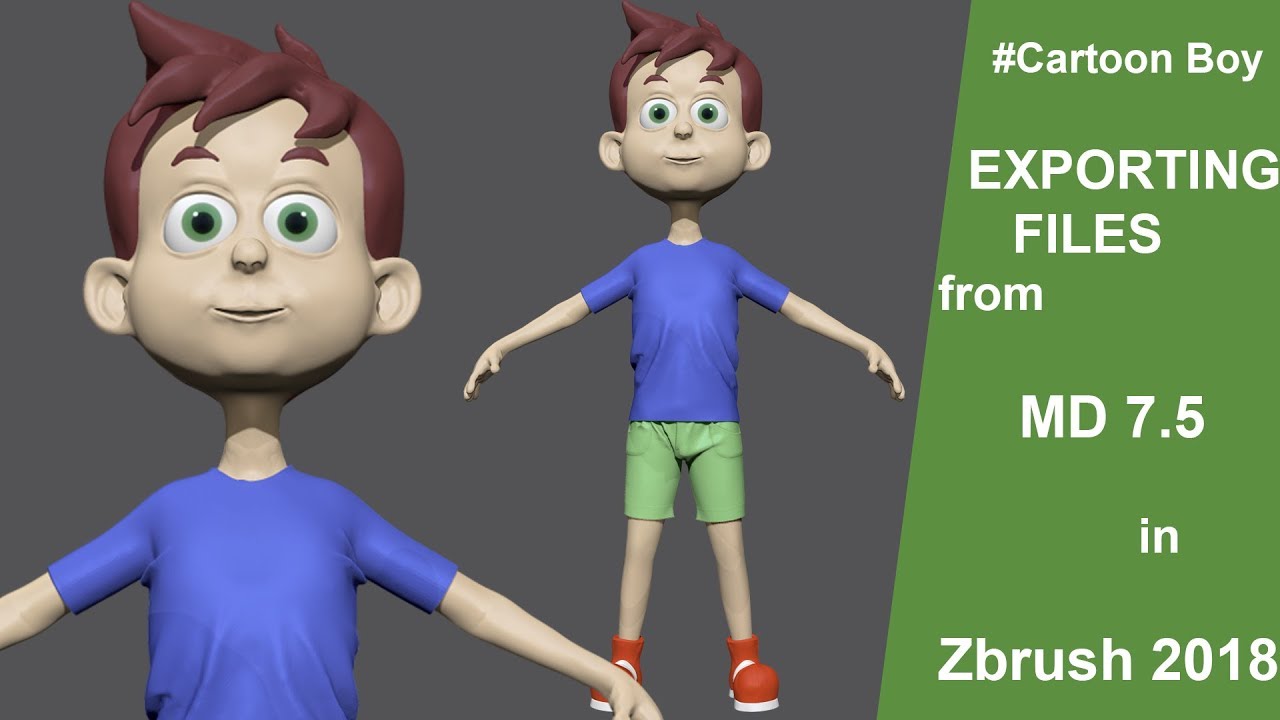 Exporting Files from Marvelous Designer 7.5 in Zbrush 2018 Cartoon Boy ...
