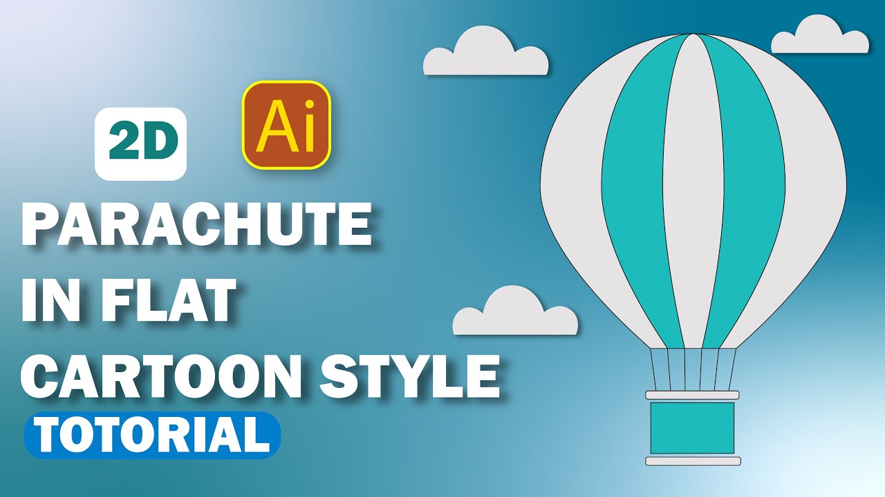 HOW TO DRAW PARACHUTE(CARTOON STYLE) IN ADOBE ILLUSTRATOR - YouTube