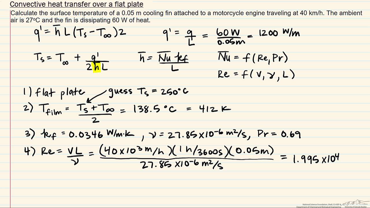 Convective Heat Transfer Over A Flat Plate Example Problem YouTube