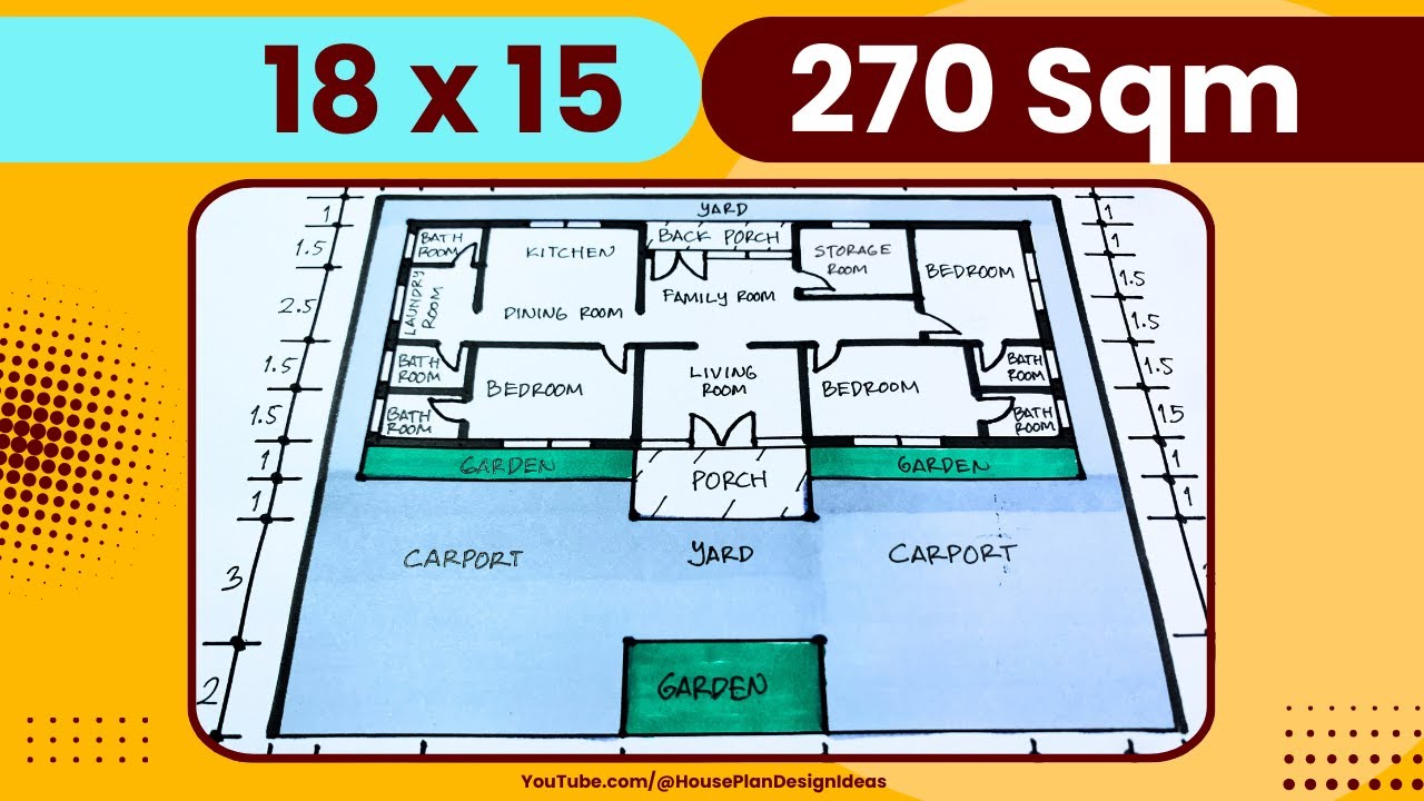 18x15 House Plan Design 270 square meter 3 Bedroom - YouTube