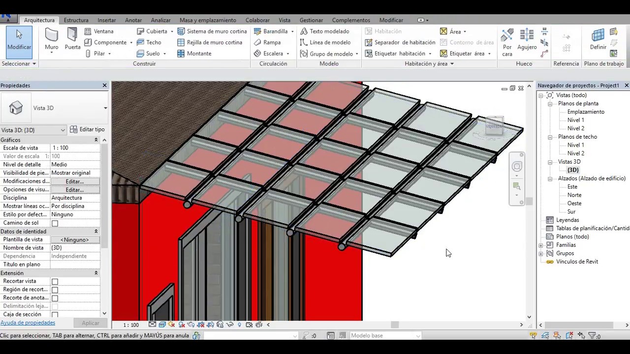 COMO PONER CUBIERTAS POR PERIMETRO Y EXTRUSION REVIT 2015 - YouTube