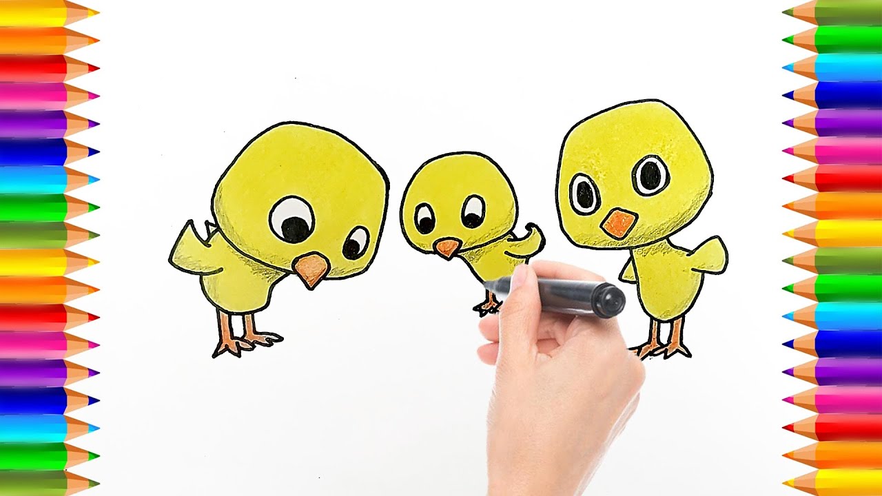 Cómo dibujar y colorear La Familia de Los Pollitos | Biper y sus amigos ...