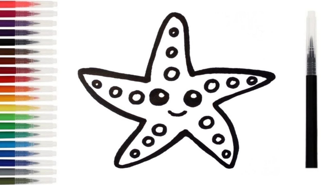 How to draw a STARFISH | cartoon coloring STARFISH for kids | Coloring ...
