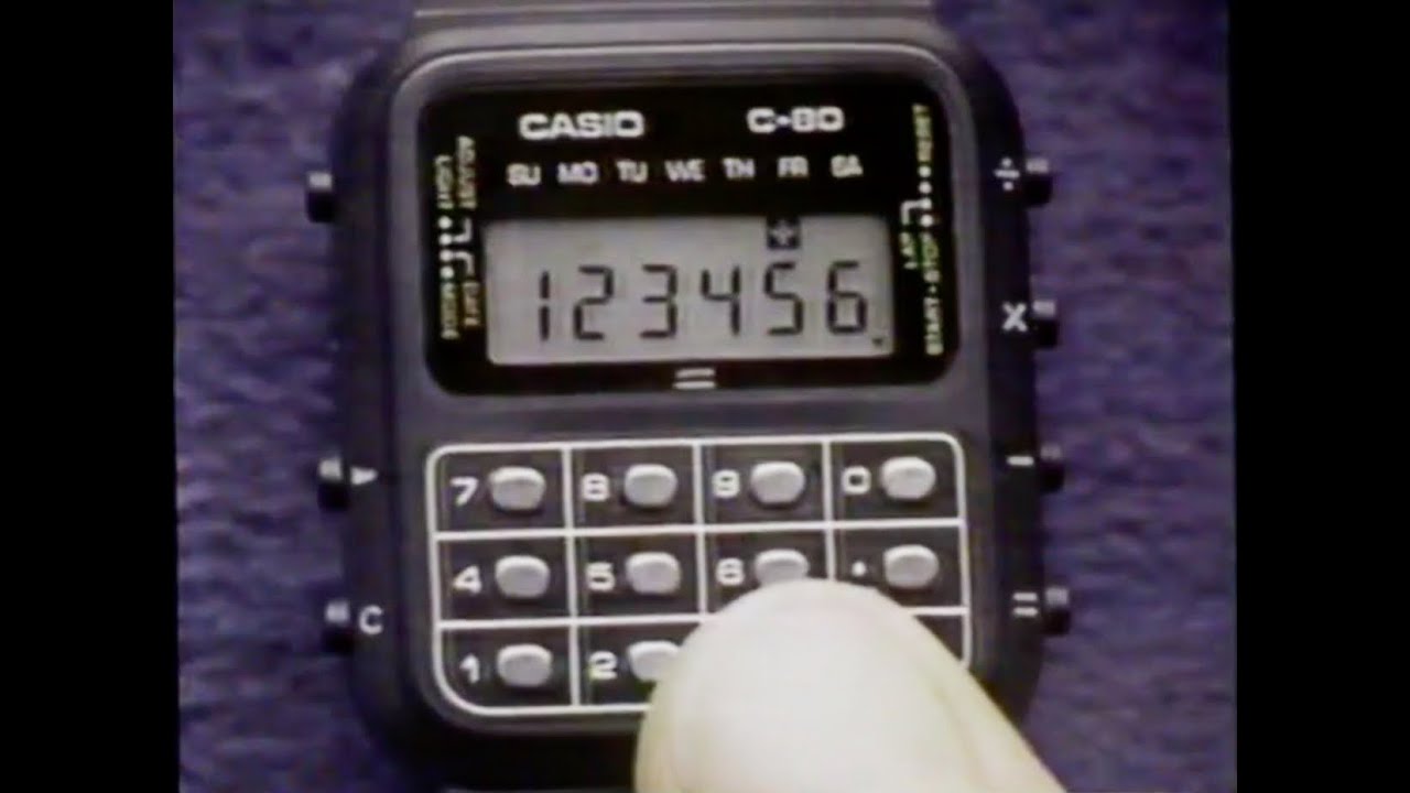 1980 Casio digital watches commercial with Burt Parks: C-80 & more ...