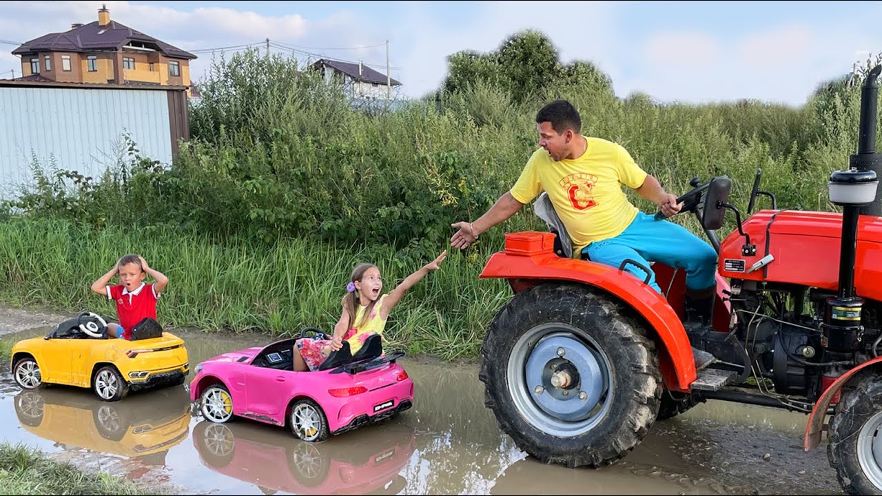 Sofia stuck in the mud Dad Saving kids - YouTube