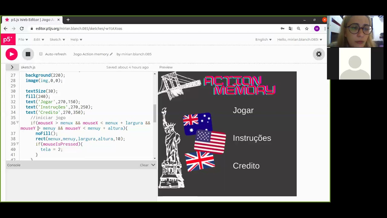 Menu jogo P5js - YouTube