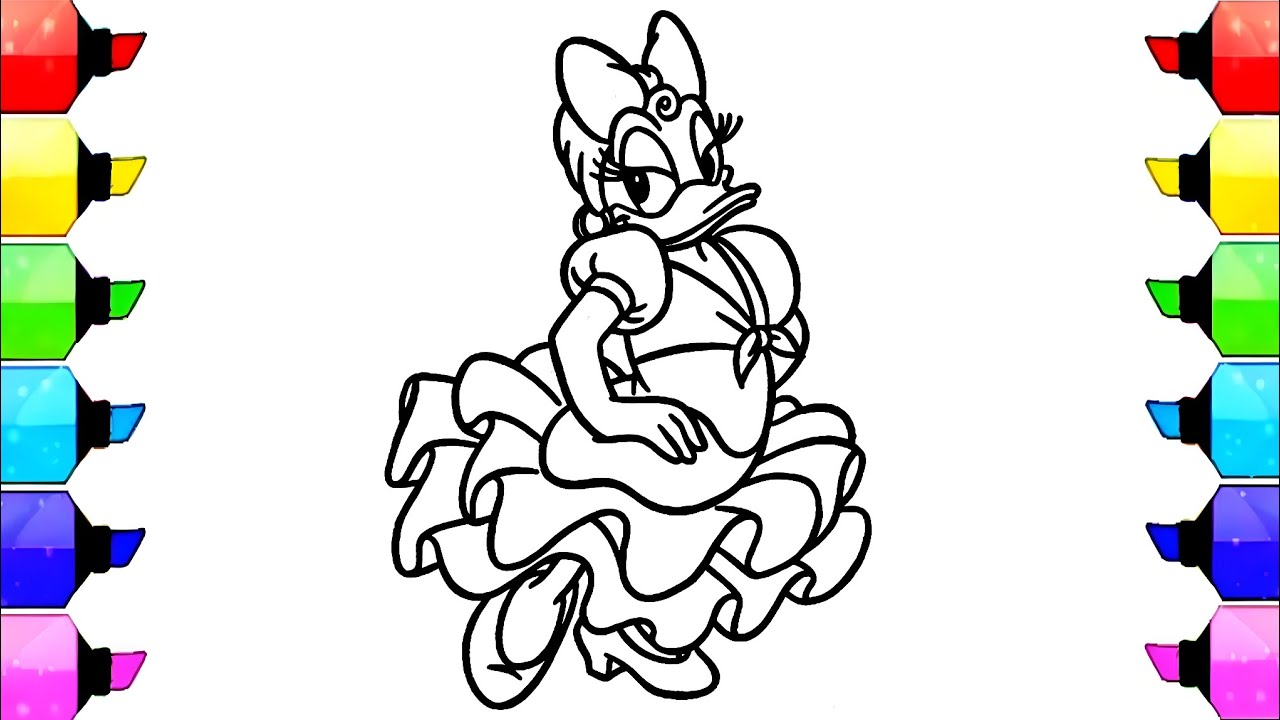 Daisy Duck Drawing, Painting and Coloring Pages for Kids, Toddlers ...