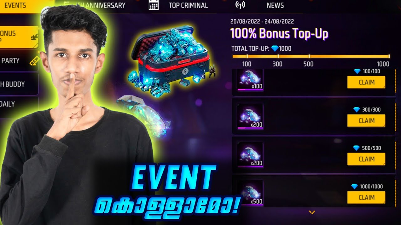 100% Diamond Top-up Event എടുത്തോ! 😍 Simple ആയി എടുക്കാം - Garena ...