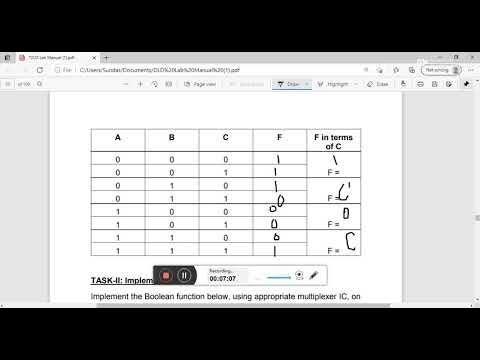 Digital Logic Design Lab 8 TASK-I: Implement the Boolean Function - YouTube