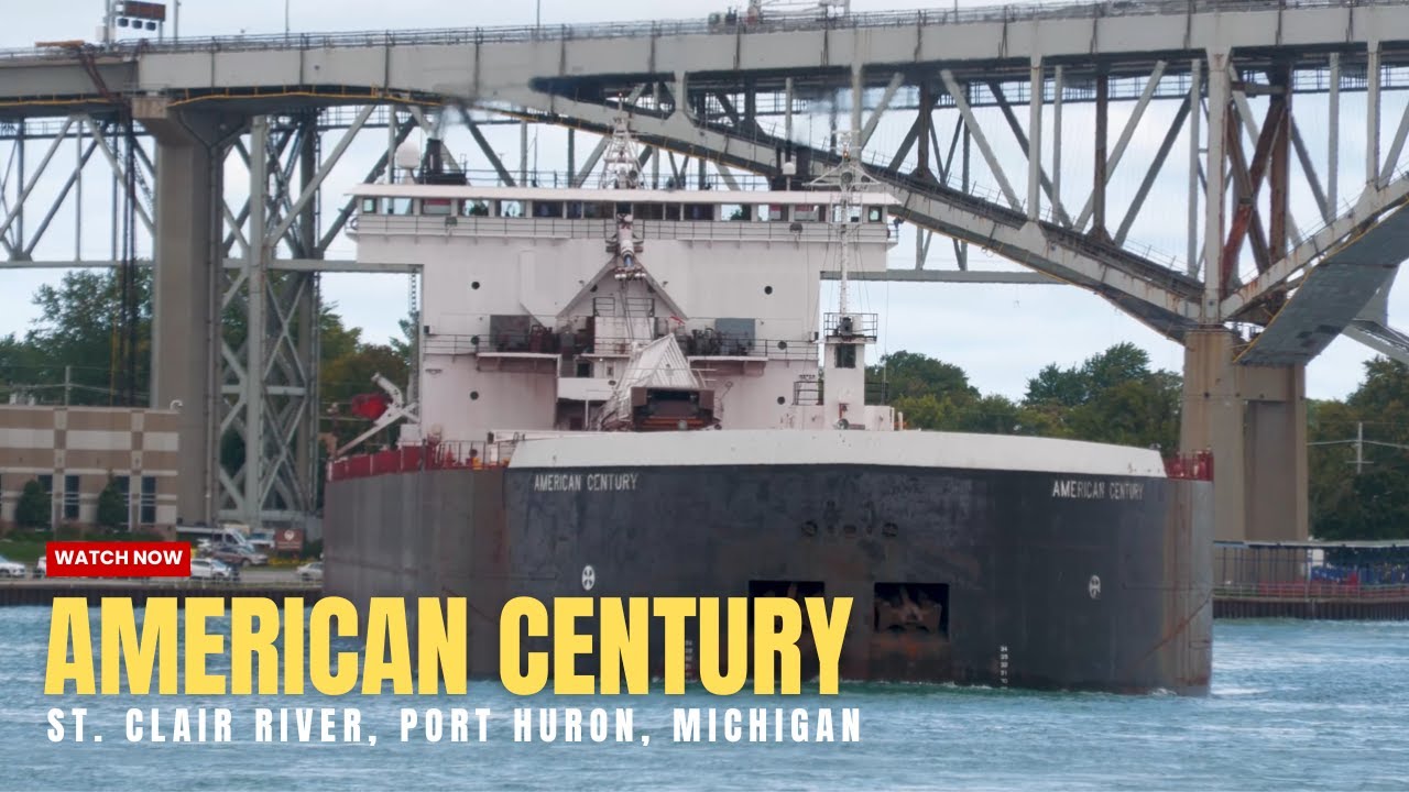 MASSIVE 1000 Foot Lake Freighter Making the Blue Water Bridge Turn ...