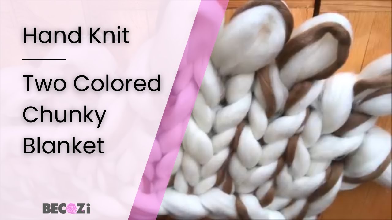 HOW TO HAND KNIT A BLANKET, TWO COLORS - 10% OFF - YouTube