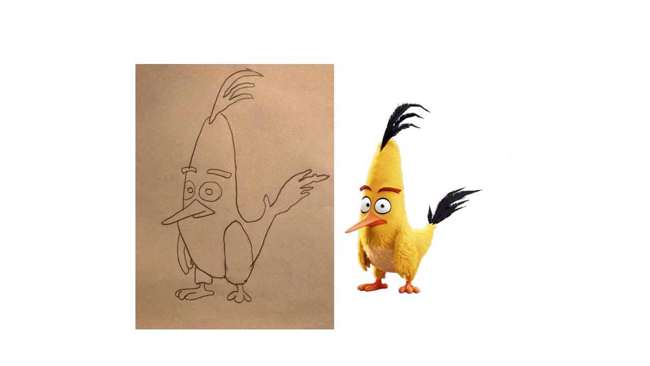 How to draw Chuck from Angry birds Movie. Drawing Angry bird Chuck ...