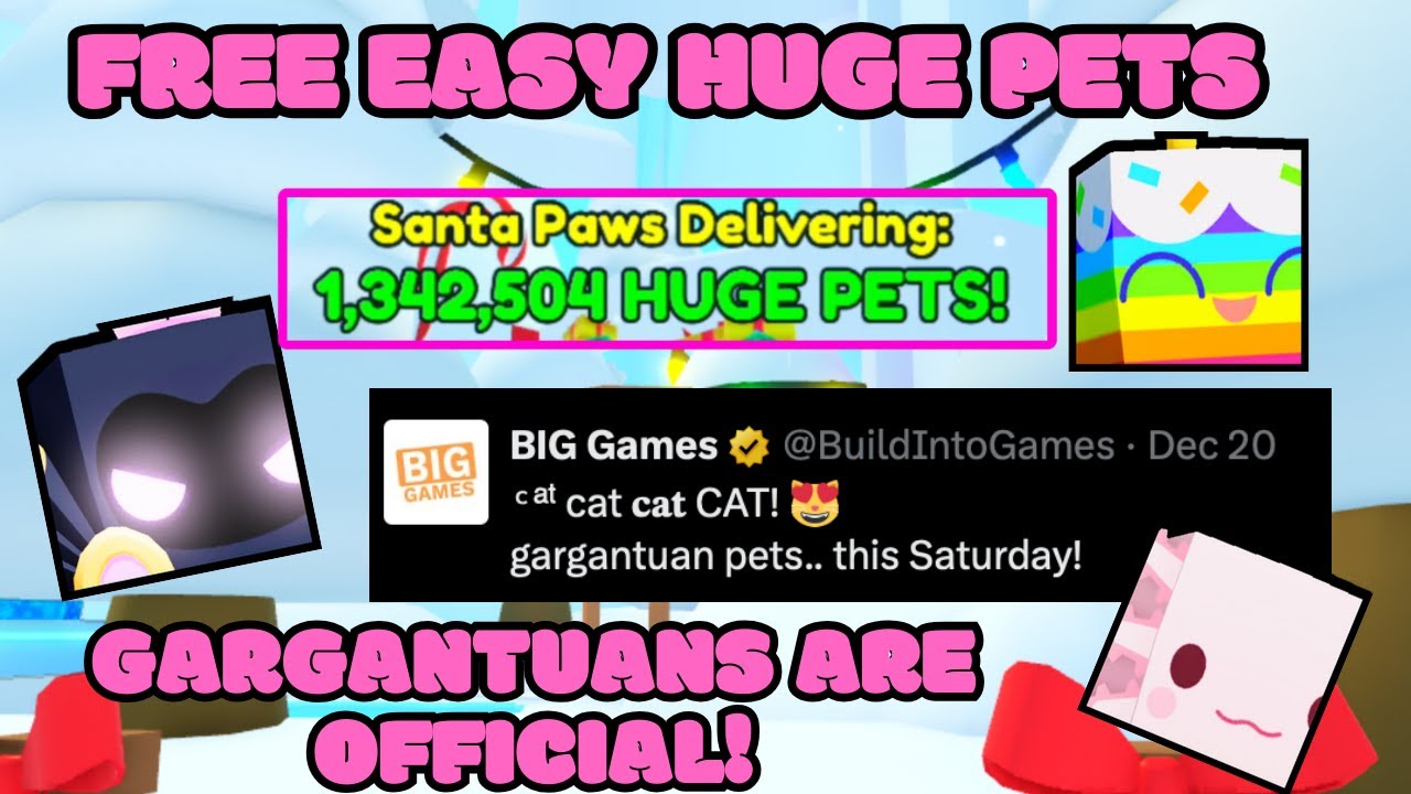 🎄 HOW TO GET FREE HUGE PETS + GARGANTUAN PETS ARE OFFICIAL! | PET ...
