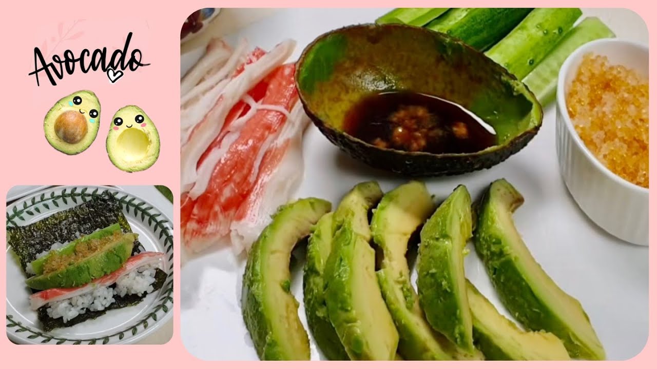 [ #아보카도 김말이 ] 불사용 없이, 썰기만 해요~ #아보카도손질법🥑 #Avocado_flying_fish_roe_Gimbap ...