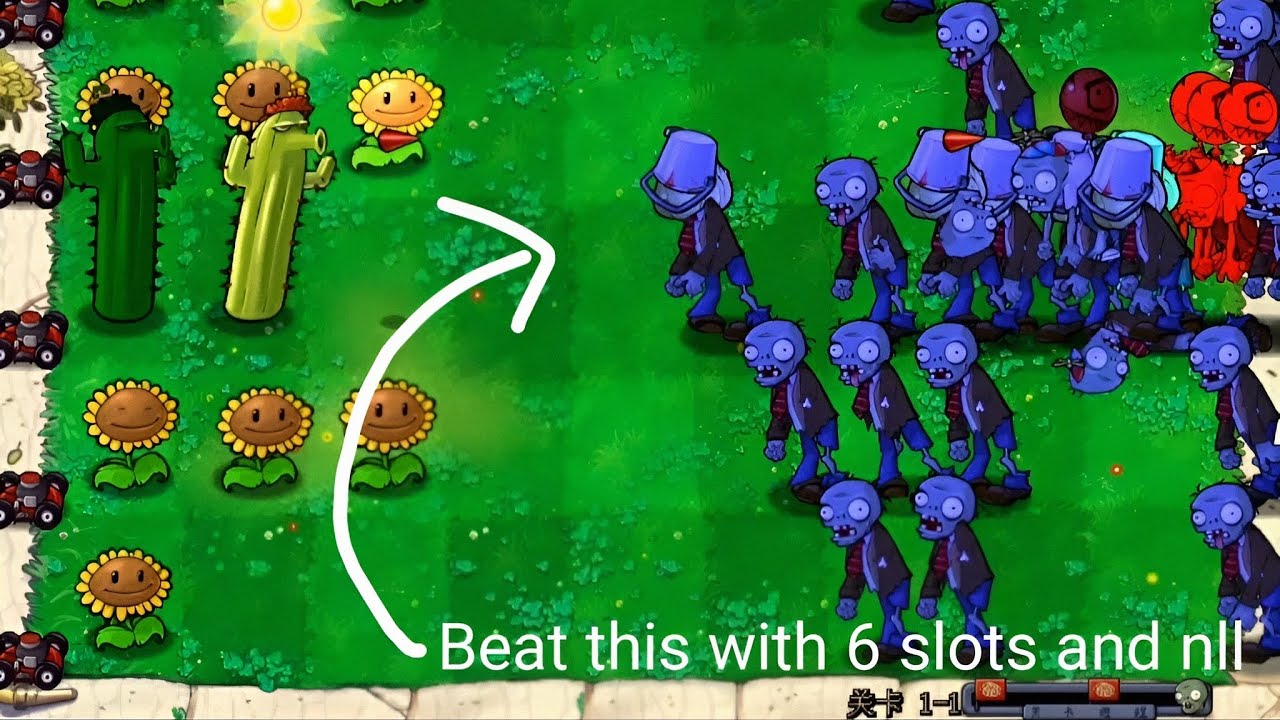 PvZ td版 RN19 8-1 (1-1 Adventure 2) • Mowerless and Shopless - YouTube